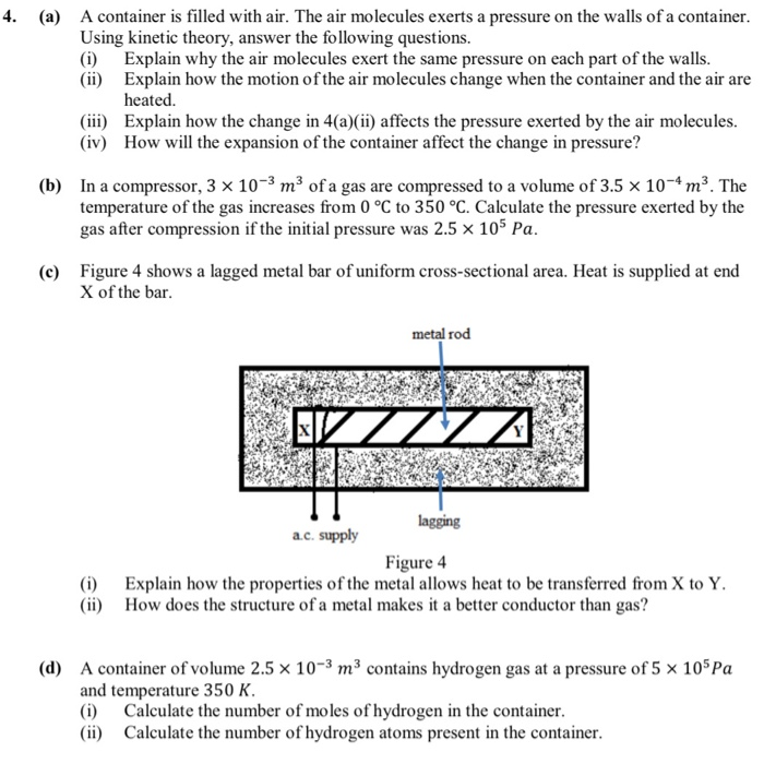 Solved 4. (a) A container is filled with air. The air | Chegg.com