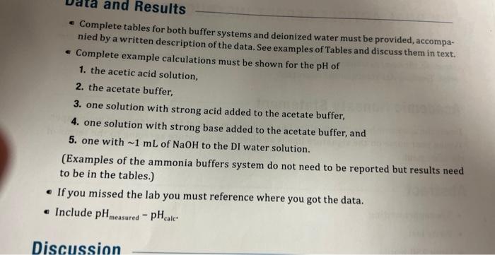 Complete Tables For Both Buffer Systems And