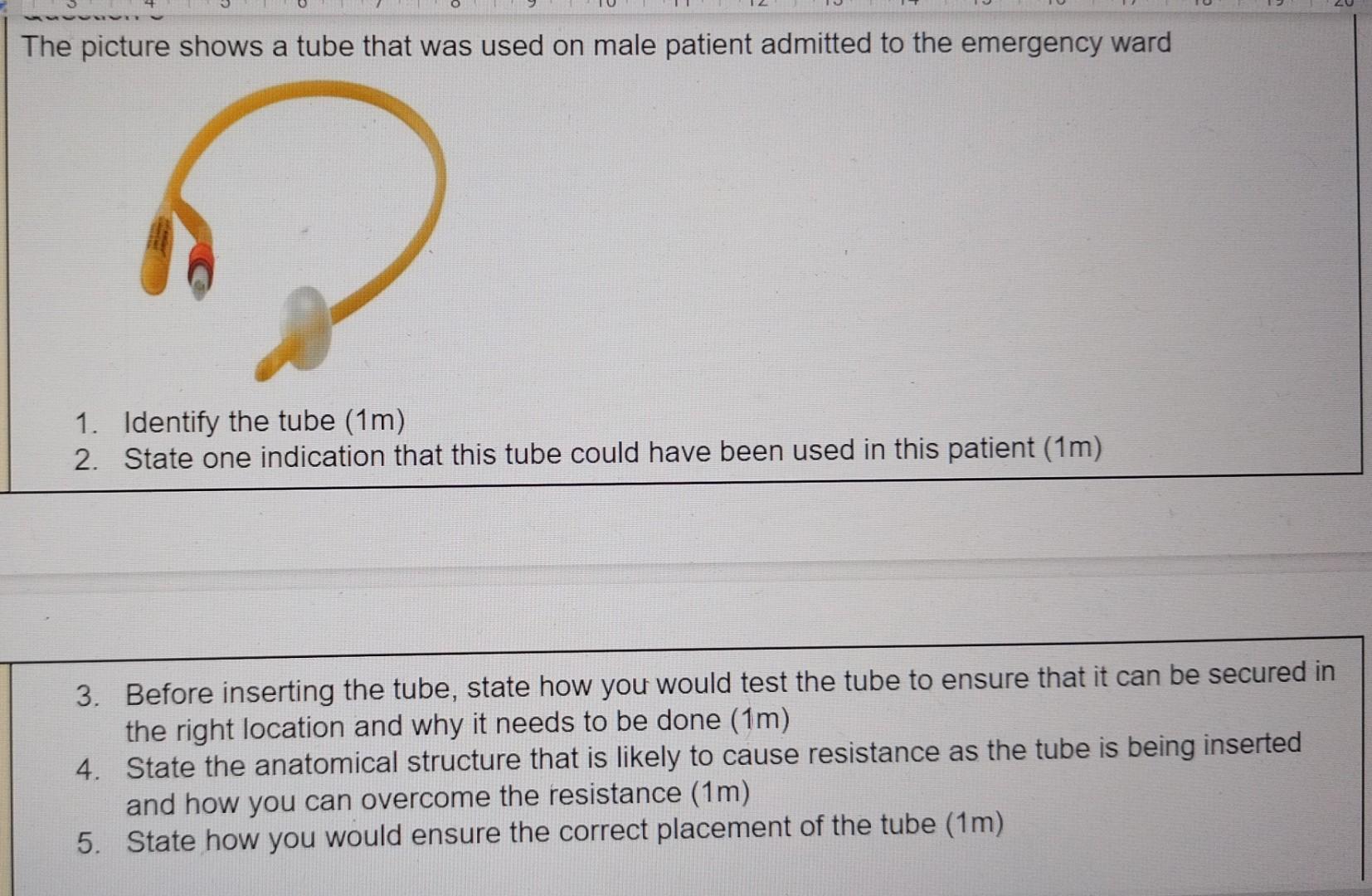 Solved The picture shows a tube that was used on male | Chegg.com