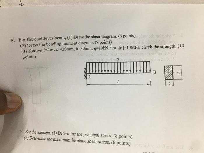 Solved 5. For the cantilever beam, (1) Draw the shear | Chegg.com