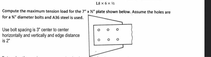 Solved L8 ×6×1/2 Compute the maximum tension load for the | Chegg.com