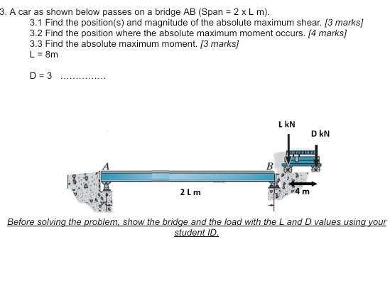 Solved A car as shown below passes on a bridge AB( Span | Chegg.com