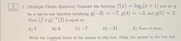 Solved 1. (Multiple Choice Question) Consider the function | Chegg.com