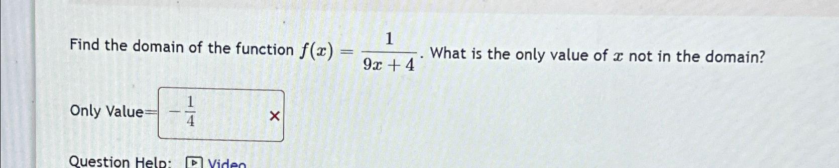 Solved Find the domain of the function f(x)=19x+4. ﻿What is | Chegg.com