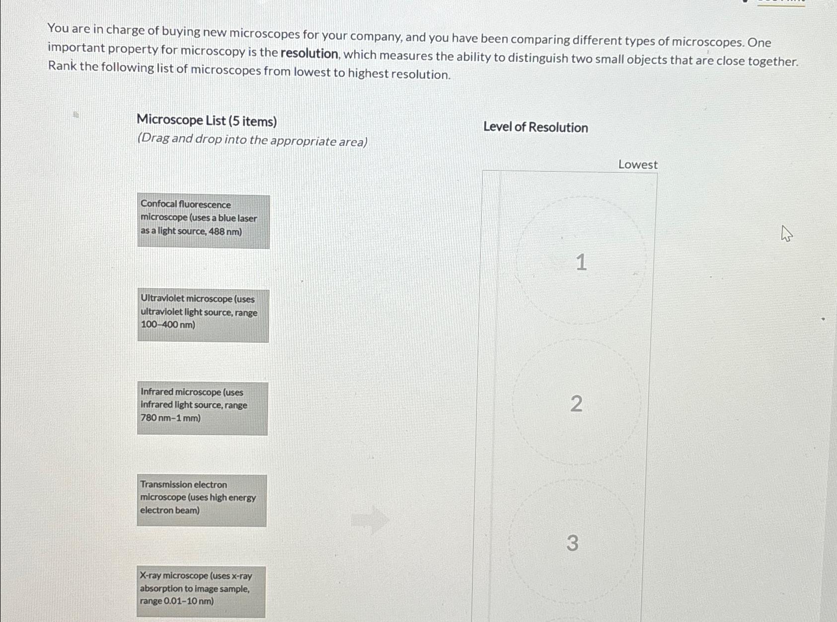 Solved You are in charge of buying new microscopes for your | Chegg.com
