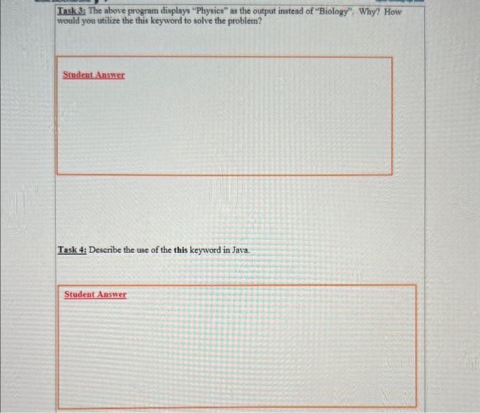Solved Ese the below code to complete Task3&4 class vubject | Chegg.com