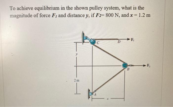 Solved To achieve equilibrium in the shown pulley system, | Chegg.com
