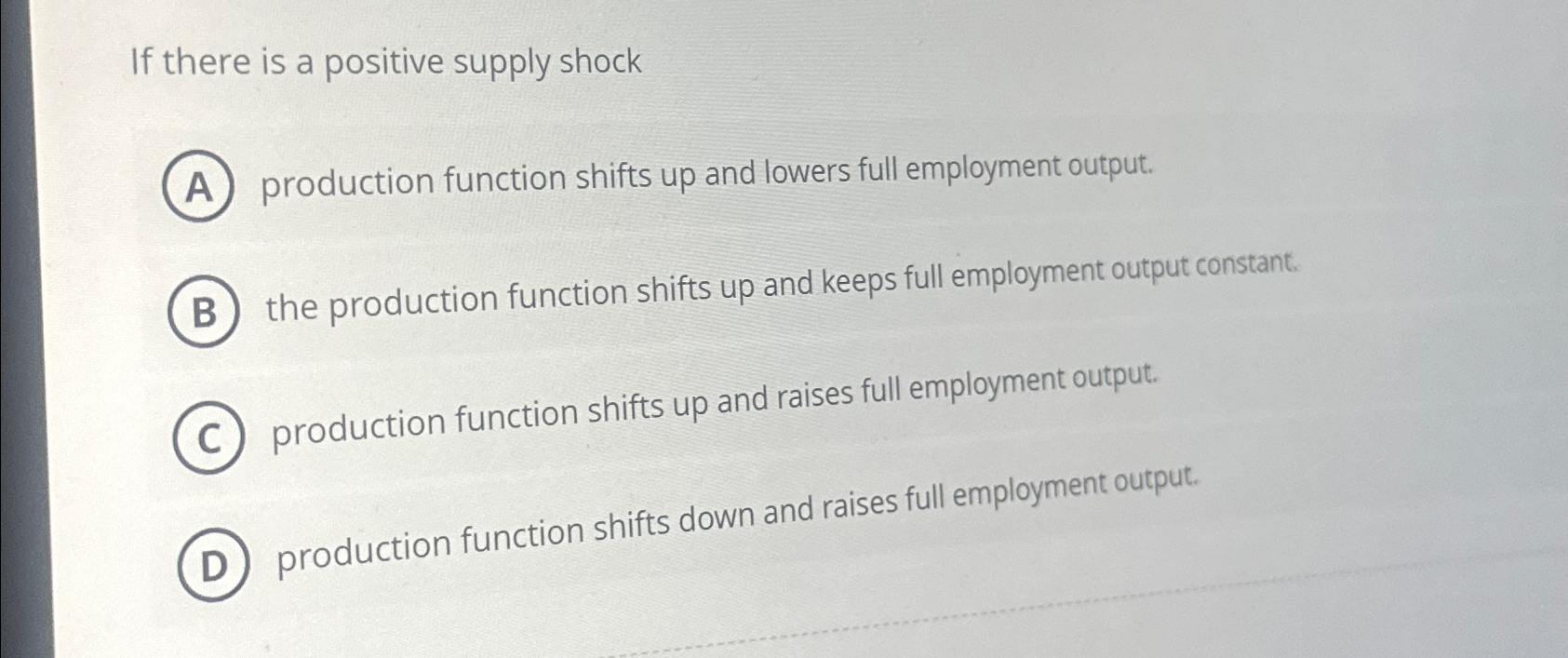 Solved If there is a positive supply shockproduction | Chegg.com