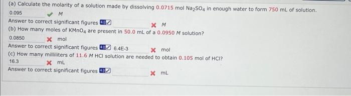 Solved (a) Calculate the molarity of a solution made by | Chegg.com