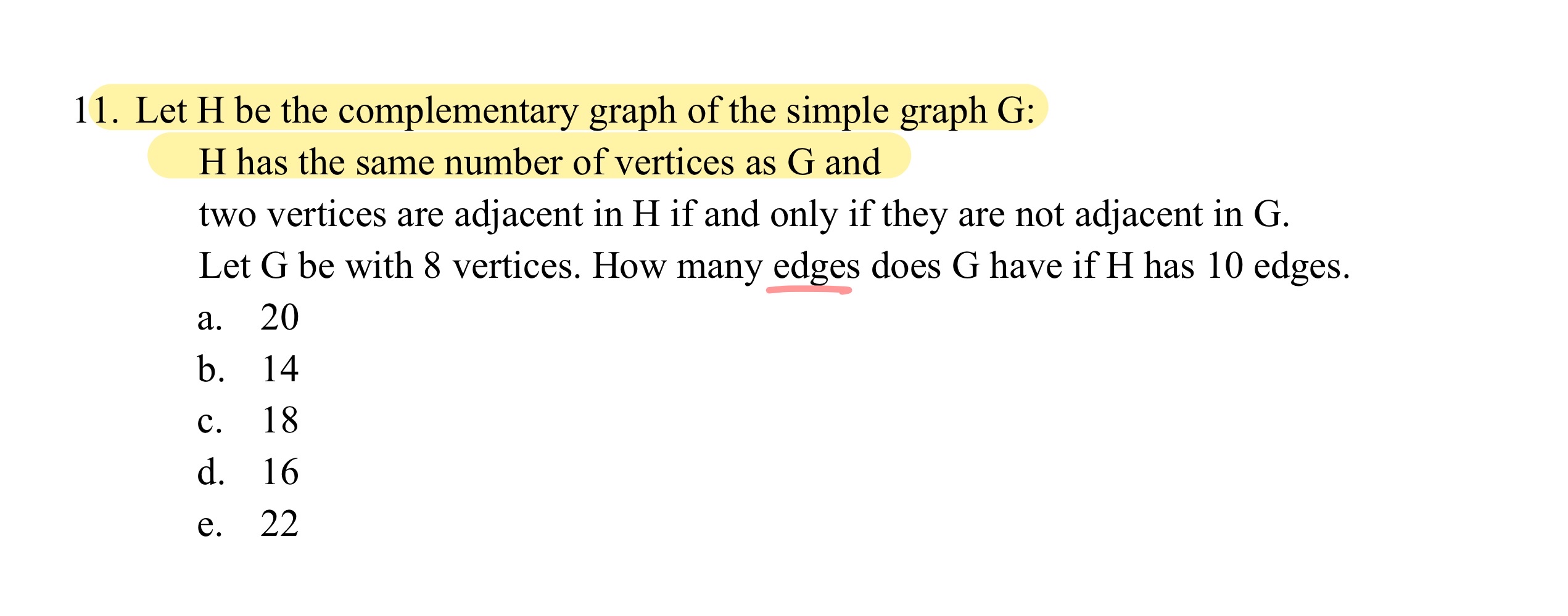 Solved Let H ﻿be the complementary graph of the simple graph | Chegg.com