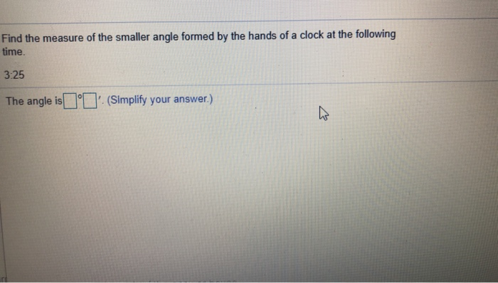 Solved Find the measure of the smaller angle formed by the | Chegg.com