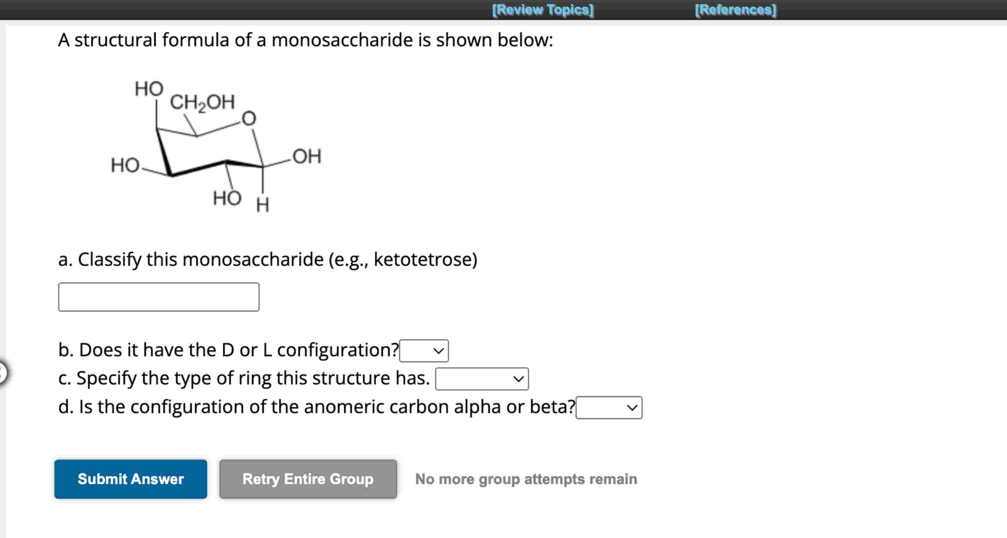 A structural formula of a monosaccharide is shown | Chegg.com