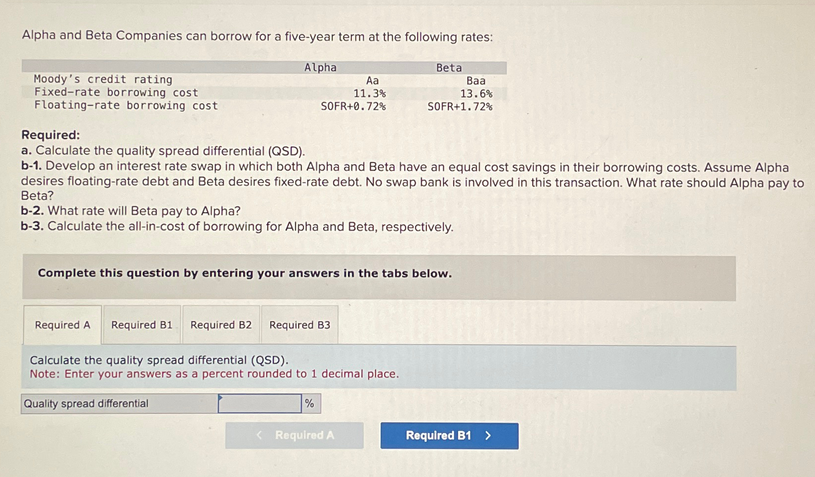 Solved Alpha and Beta Companies can borrow for a five-year | Chegg.com