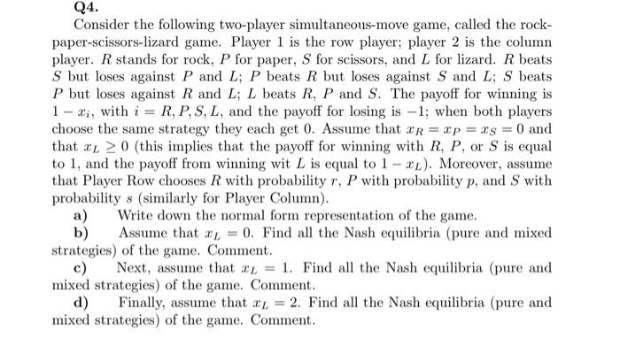 Solved Consider the following two-player simultaneous-move | Chegg.com