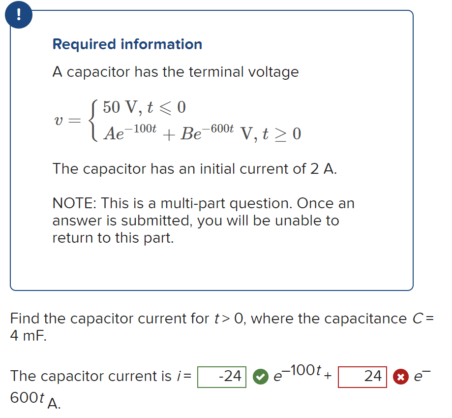 Solved !Required informationA capacitor has the terminal | Chegg.com