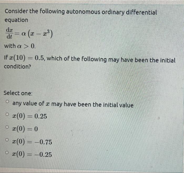 Solved Consider the following autonomous ordinary | Chegg.com