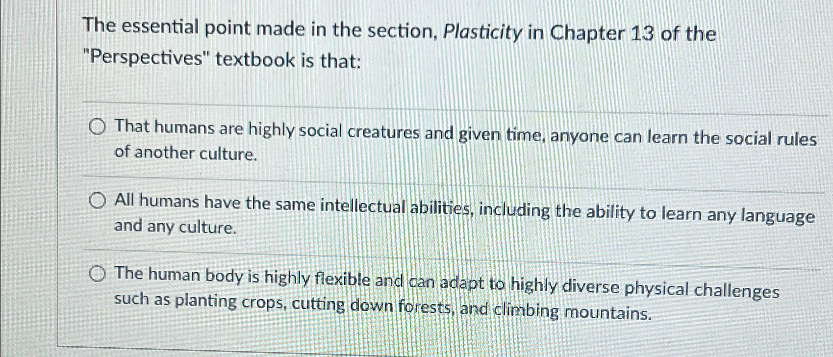 Solved The essential point made in the section, Plasticity | Chegg.com