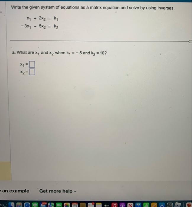 Solved Write the given system of equations as a matrix | Chegg.com