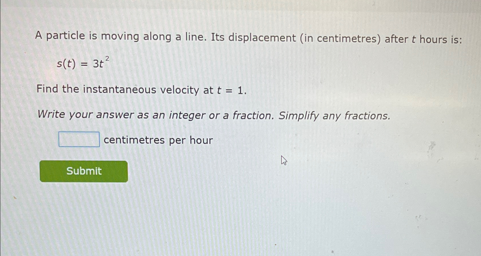 Solved A particle is moving along a line. Its displacement | Chegg.com