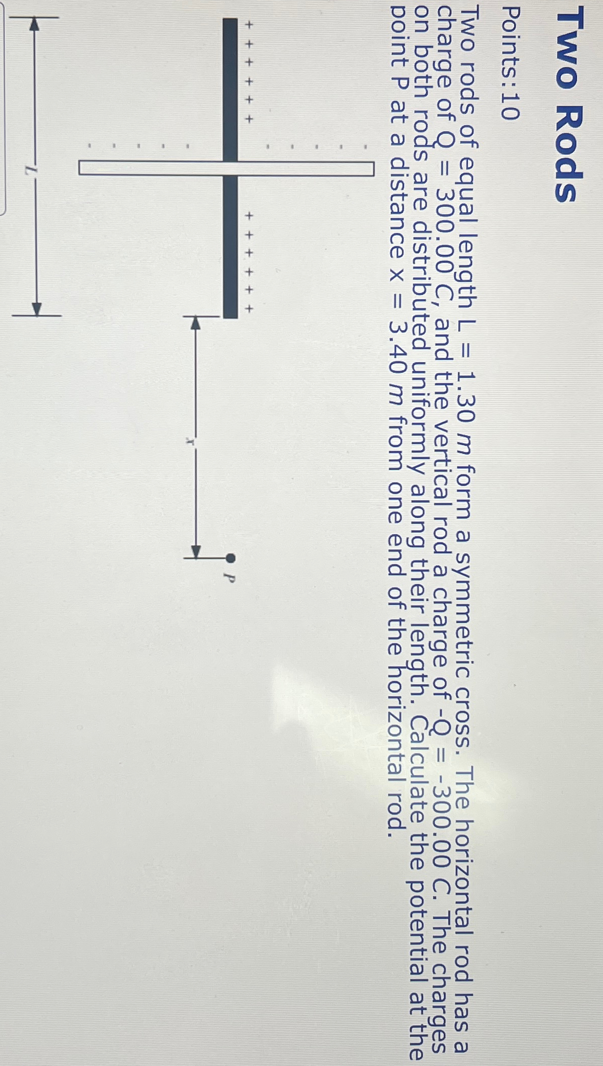 Solved Two RodsPoints: 10Two rods of equal length L=1.30m | Chegg.com