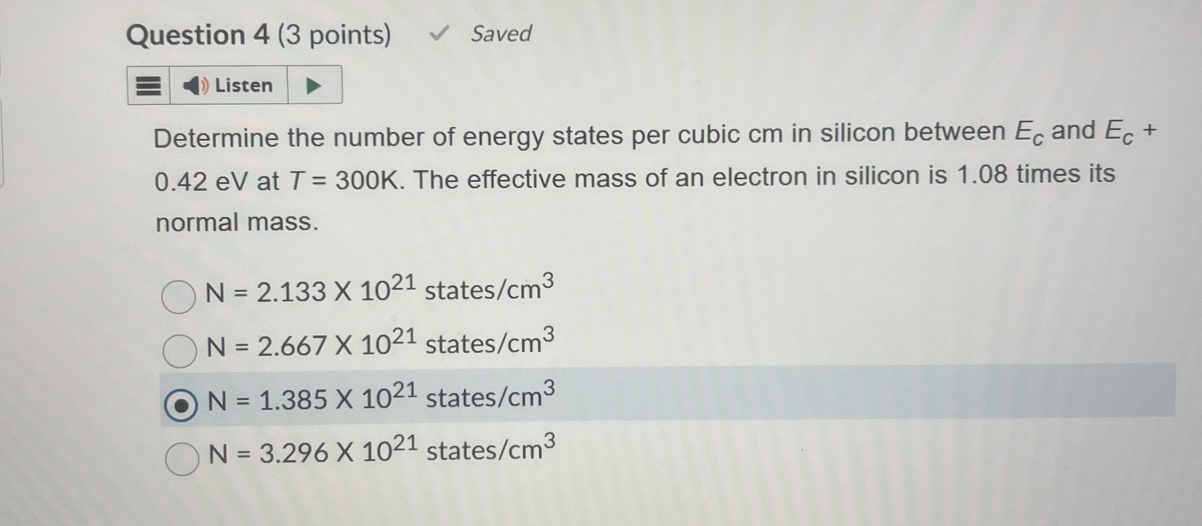 Solved Question 4 (3 ﻿points) ﻿SavedListenDetermine the | Chegg.com
