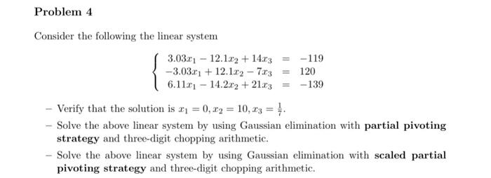 Solved Consider the following the linear system | Chegg.com