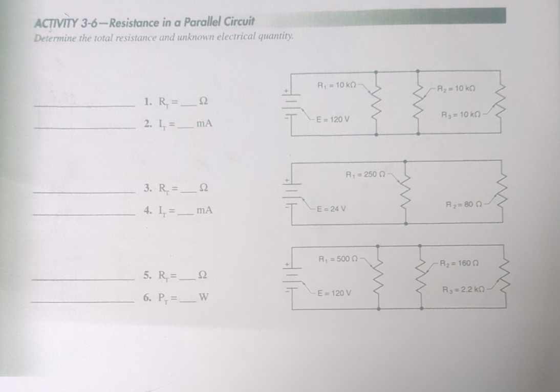 Solved How to solve ACTIVITY 3-6-Resistance in a Parallel | Chegg.com