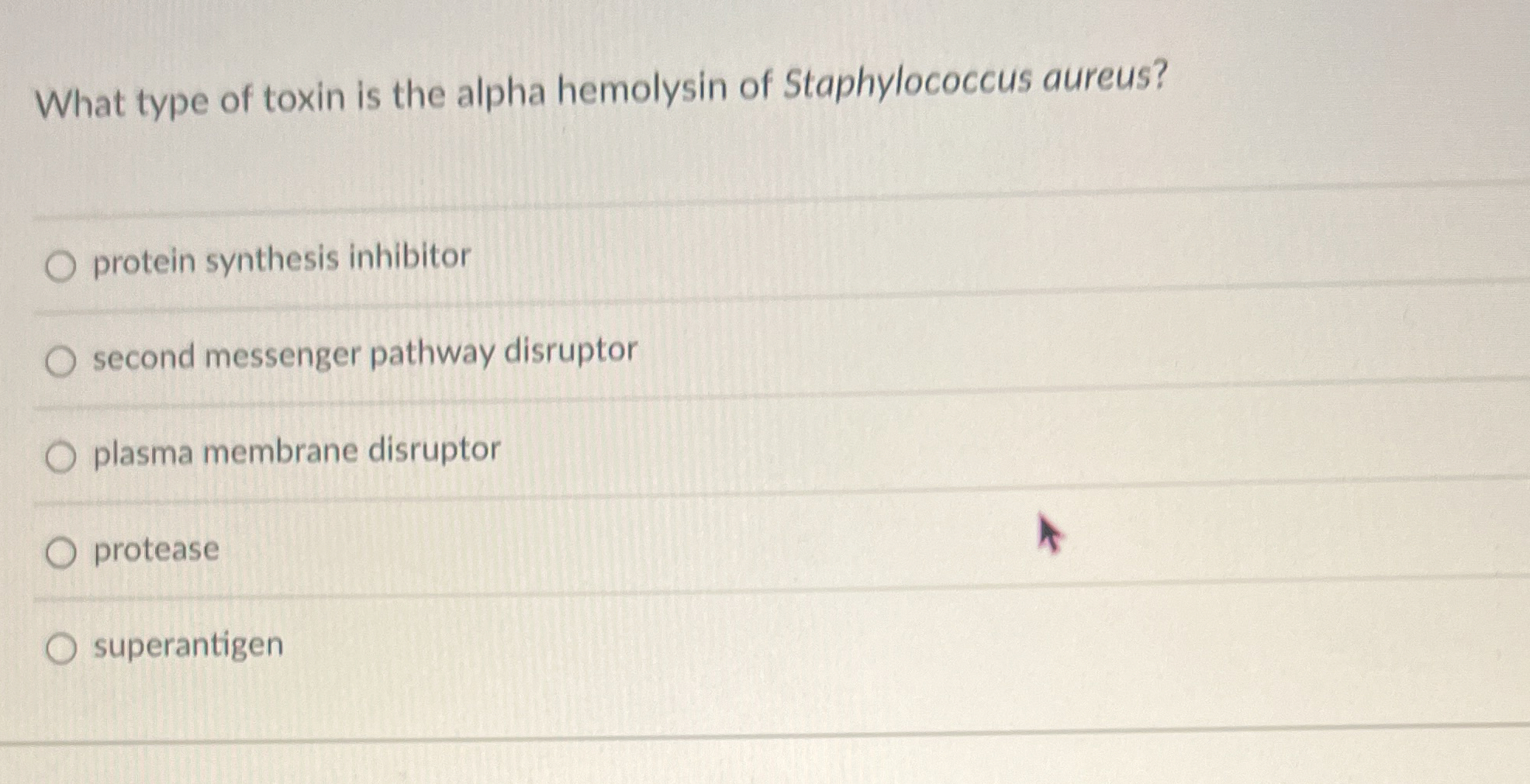Solved What type of toxin is the alpha hemolysin of | Chegg.com