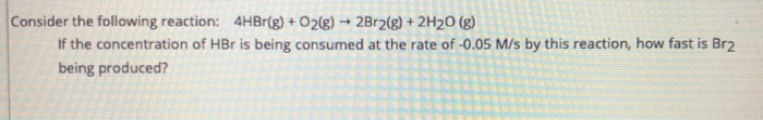 Solved Consider the following reaction: 4HBr(g) + O2(g) + | Chegg.com