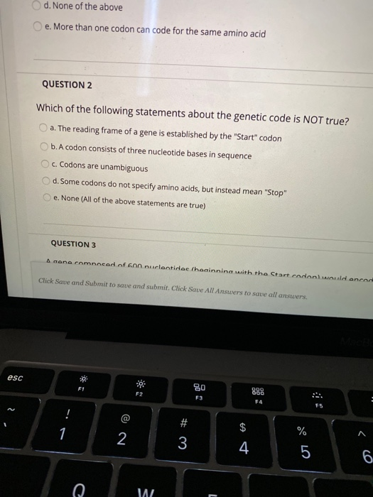 Solved d. None of the above e. More than one codon can code | Chegg.com