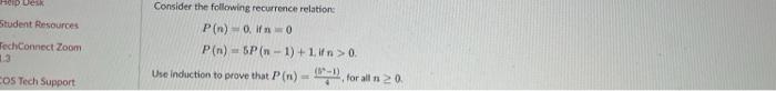 Solved Consider the following recurrence relation: P(n)=0. | Chegg.com