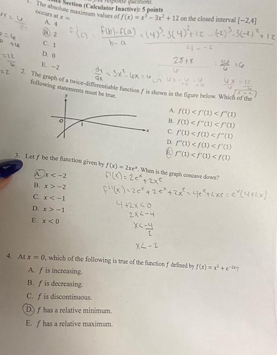 Solved 1. The absol Section (Calculator Inactive): 5 points | Chegg.com