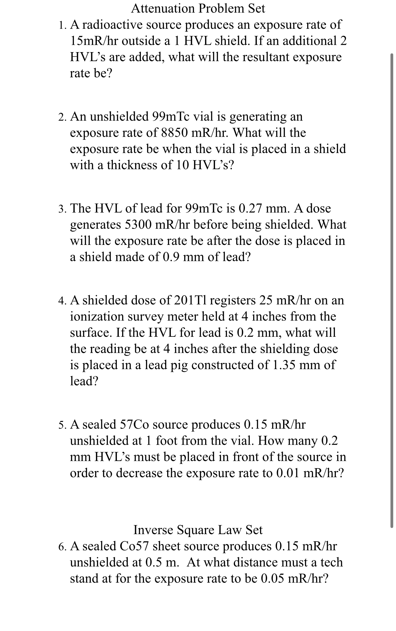 Solved Attenuation Problem SetA radioactive source produces | Chegg.com