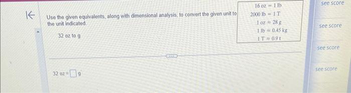 Solved Use the given equivalents, along with dimensional | Chegg.com