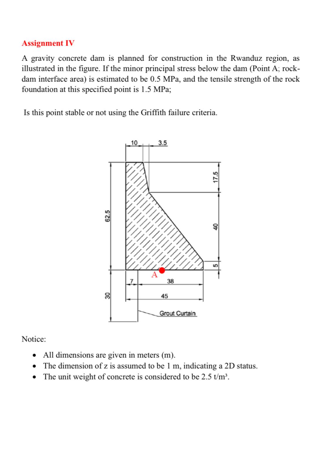 Solved A gravity concrete dam is planned for construction in | Chegg.com