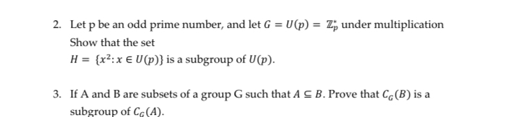 Solved Let p be an odd prime number, and let G=U(p)=Zp** | Chegg.com Solved Let p be an odd prime number, and let G=U(p)=Zp** | Chegg.com