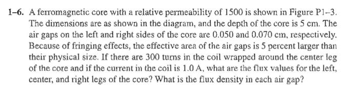 Solved -6. A ferromagnetic core with a relative permeability | Chegg.com