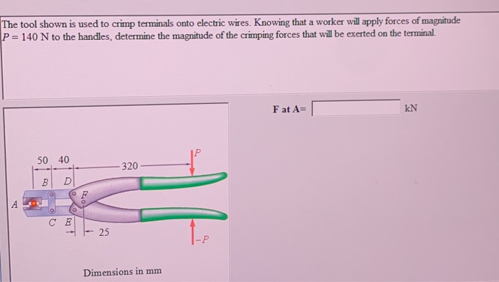 Solved The tool shown is used to crimp terminals onto | Chegg.com