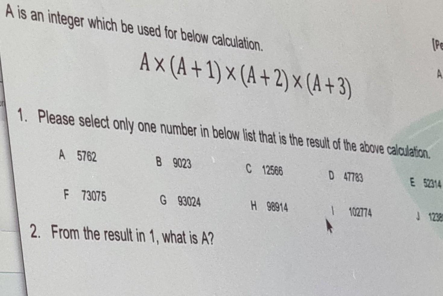 Solved A is an integer which be used for below calculation. | Chegg.com