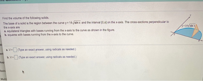 Solved Find the volume of the following solids. The base of | Chegg.com