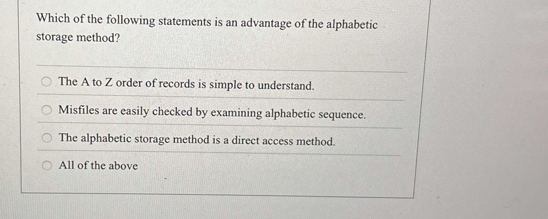 Solved Which of the following statements is an advantage of | Chegg.com