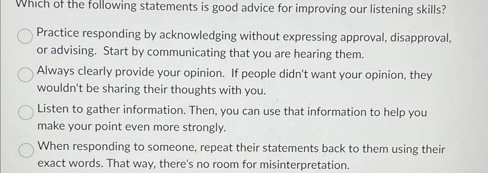 Solved Which of the following statements is good advice for | Chegg.com