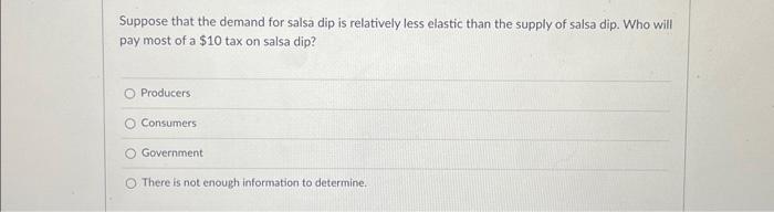 Solved Suppose that the demand for salsa dip is relatively | Chegg.com