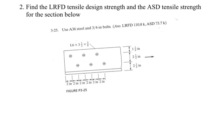 Solved 2. Find the LRFD tensile design strength and the ASD | Chegg.com