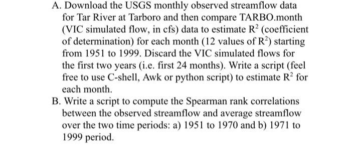 Solved A. Download the USGS monthly observed streamflow data | Chegg.com