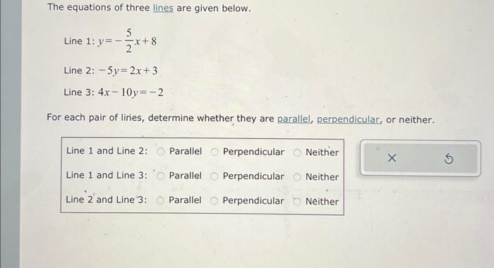 Solved The equations of three lines are given below. Line | Chegg.com
