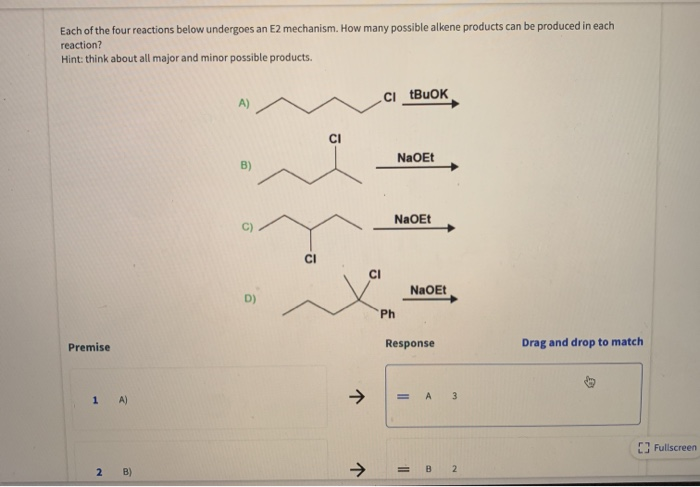 Solved Each of the four reactions below undergoes an E2 | Chegg.com