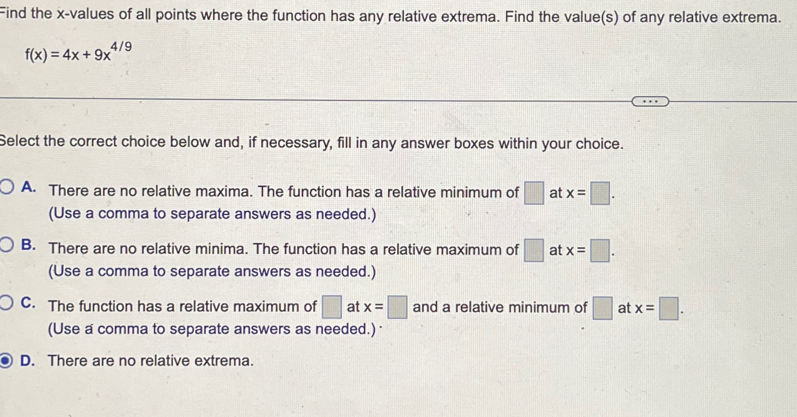 Solved Find the x-values of all points where the function | Chegg.com