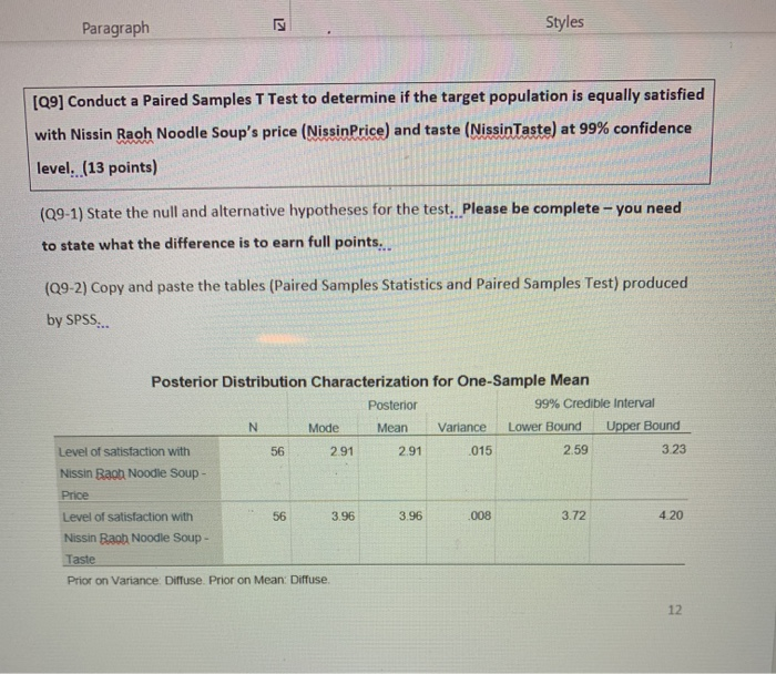 Paragraph Styles [99] Conduct a Paired Samples T Test | Chegg.com