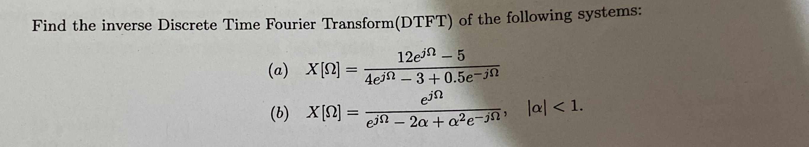 Solved Find the inverse Discrete Time Fourier | Chegg.com